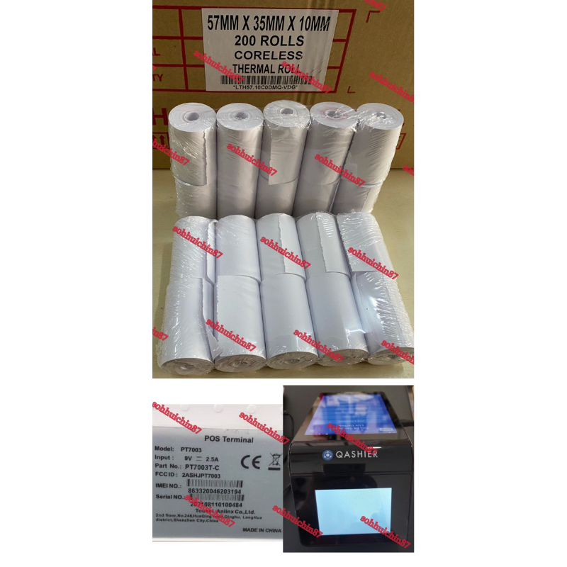 Thermal Paper Roll 57mm X 35mm (10 roll) Coreless Thermal Receipt Paper ...
