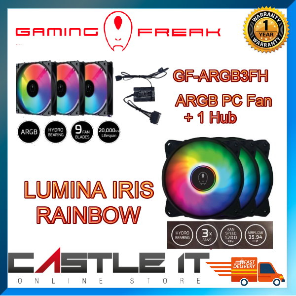 AVF Gaming Freak LUMINA IRIS RAINBOW PC 12CM ARGB LED FAN 3 in 1 ...