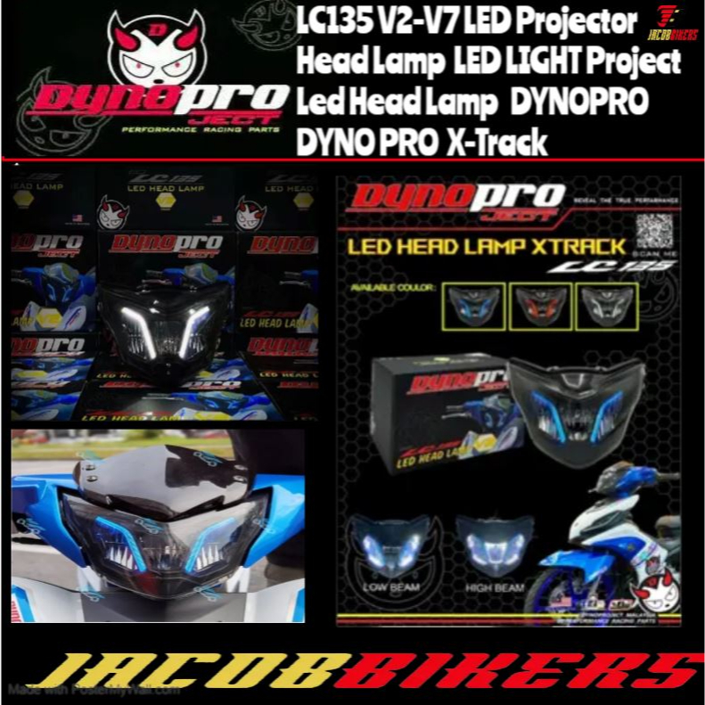 YAMAHA LC135 V2-V7 DYNOPRO DYNO PRO LED X-Track Projector Head Lamp Super Terang Dyno Project ...