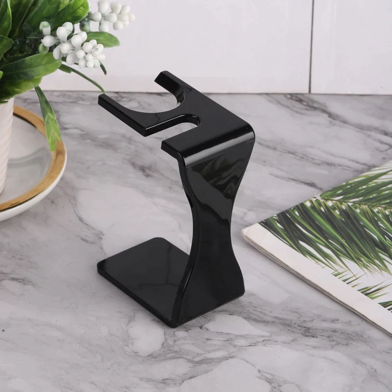 Yaqi plastic shaving brush and safety razor stand (black/white ...