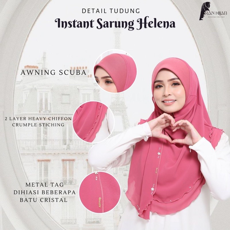 Tudung Sarung Instant Shawl Helena Awning Scuba Material Chiffon ...