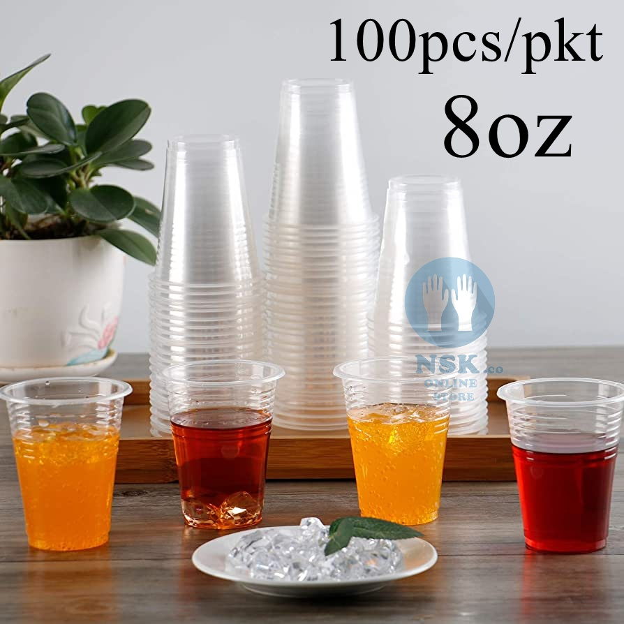 PP Plastic Cup 8oz / Cawan Plastik - 100pcs+- (Transparent/ Clear ...