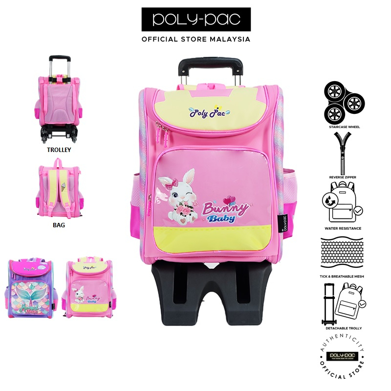 Poly Pac 16" Ergonomic EVA Design Primary School 6 Wheels Trolley Bag ...