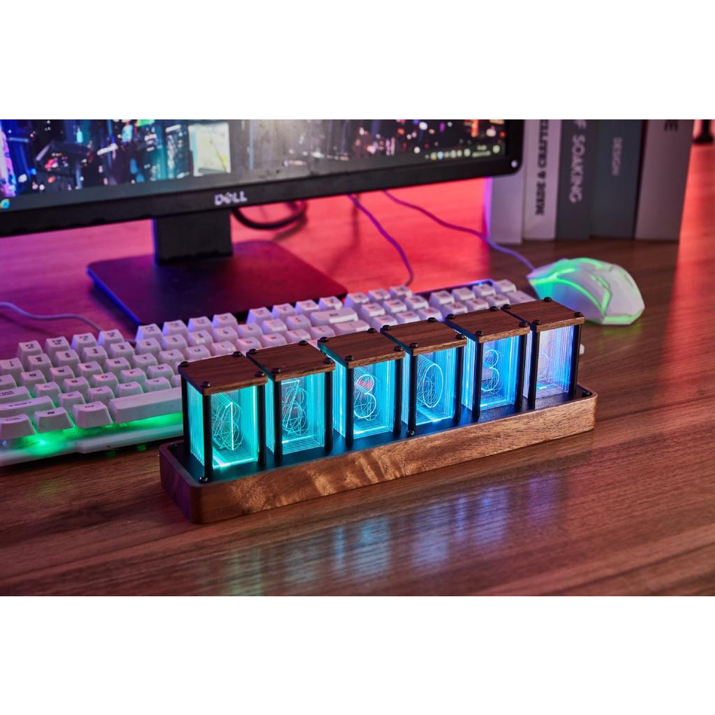 Nixie Ambient Light Clock RGB Glow Tube LED Gaming Clock 复古拟辉光管时钟1600 ...