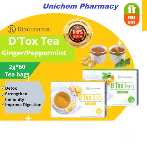 Kinohimitsu D'tox Tea Peppermint 2g×60's [Exp: 01/2026] / Ginger 2gx60 ...