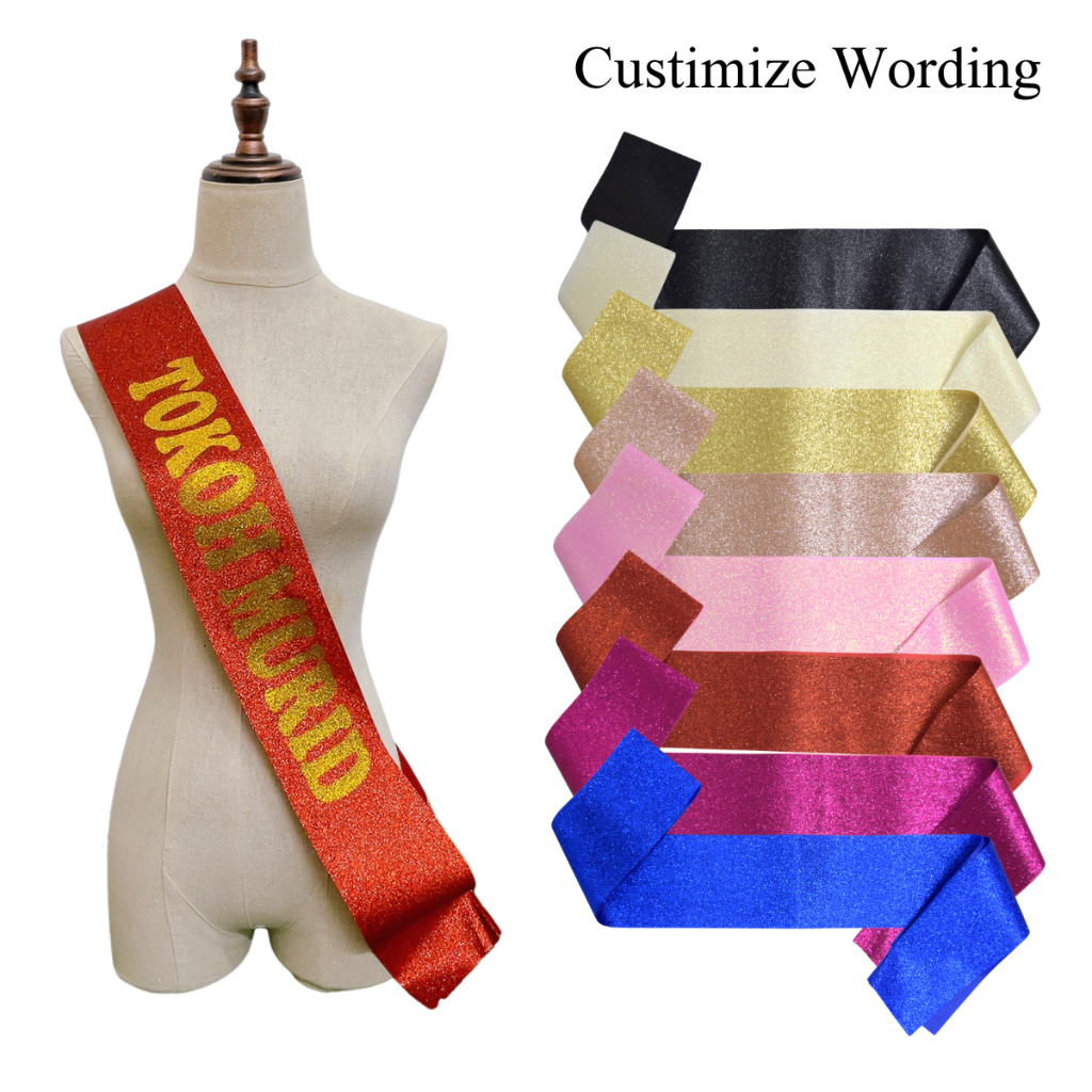Kain Selempang Glitter Custom Shine Sash Custom Selempang 8 Colour ...