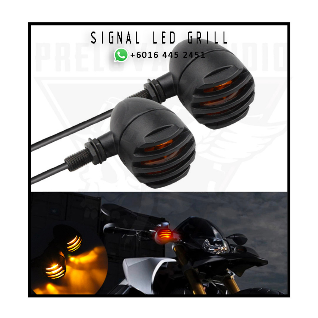 Signal LED and BULB GRILL RETRO CUSTOM MOTORCYCLE HARLEY BOBBER CHOPPER ...