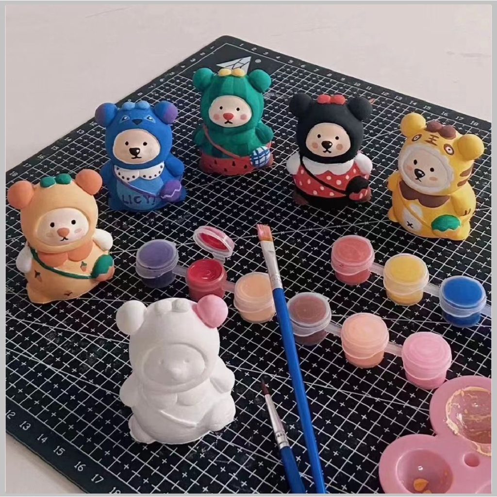 Diy Drawing Bear Toys/Color Toy/Influencer Cute Mini Coloring Plaster ...