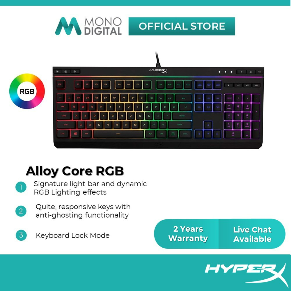 Hyperx Alloy Core Rgb Membrane Gaming Keyboard Hx Kb5me2 Us Shopee