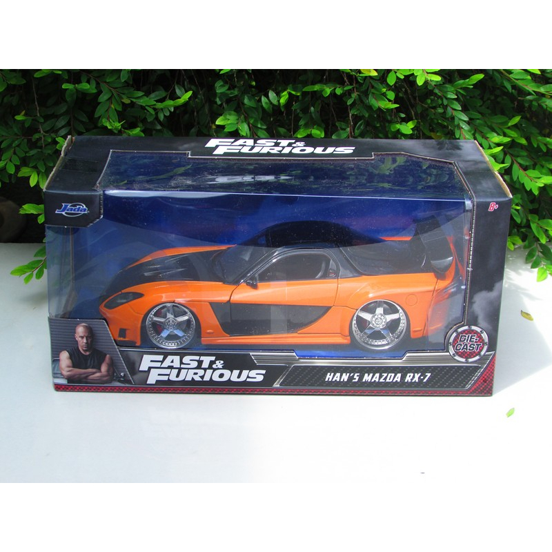 JADA 1/24 Fast & Furious Tokyo Drift 2006 Han'S Mazda Rx-7 1997 Orange Super Car Diecast Movie ...