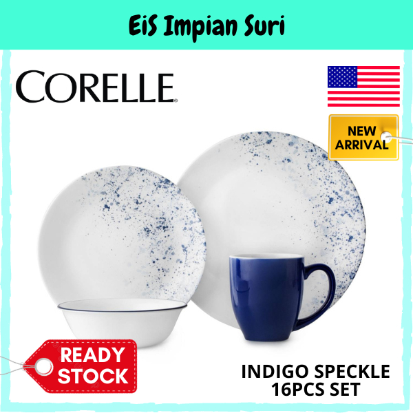 Corelle Indigo Speckle 16pcs Dinnerware Set (1131412) Livingware Dinner ...