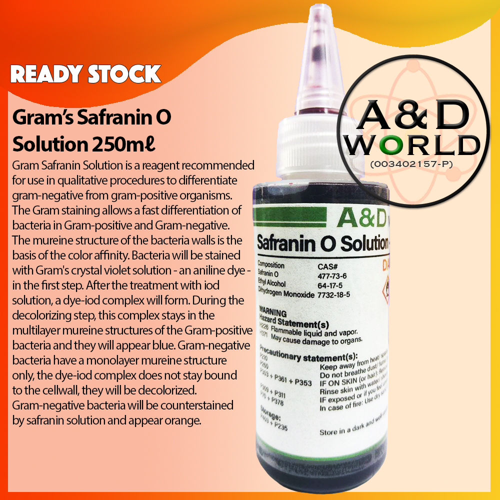 Gram's Safranin Solution Gram's Stain 250mL | Shopee Philippines