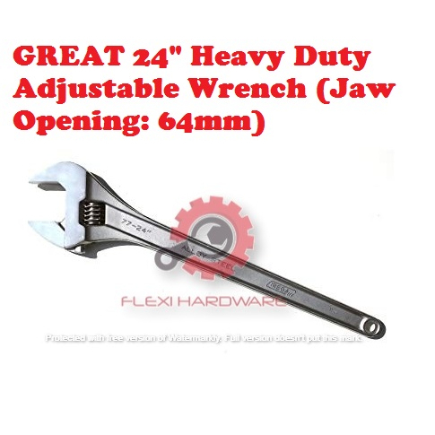 GREAT 24" Heavy Duty Adjustable Wrench (Jaw Opening: 64mm) | Shopee ...