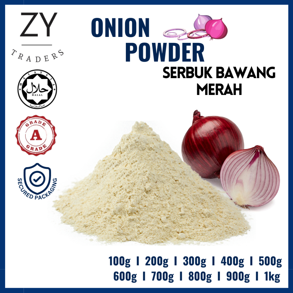 MERAH Onion Powder Halal Shallot Powder 100% Pure Grade A 100g 200g 300g 400g 500g 600g 700g ...