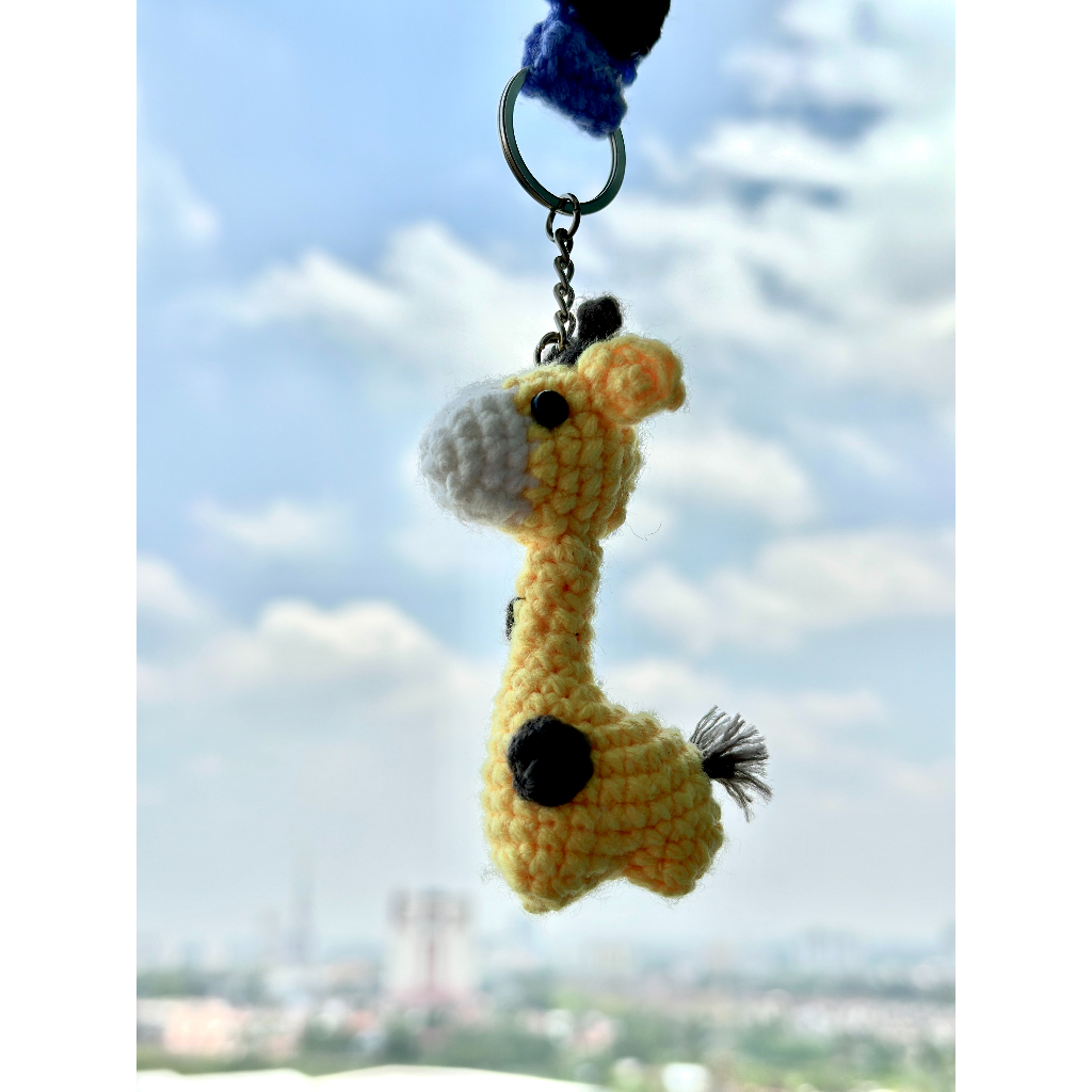Giraffe Crochet Keychain & Name Tag Birthday Anniversary Valentine ...