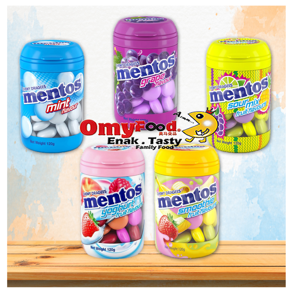 120g Mentos Chewy Dragees Bottle [ Mint/ Grape/ Sour Mix Fruit ...