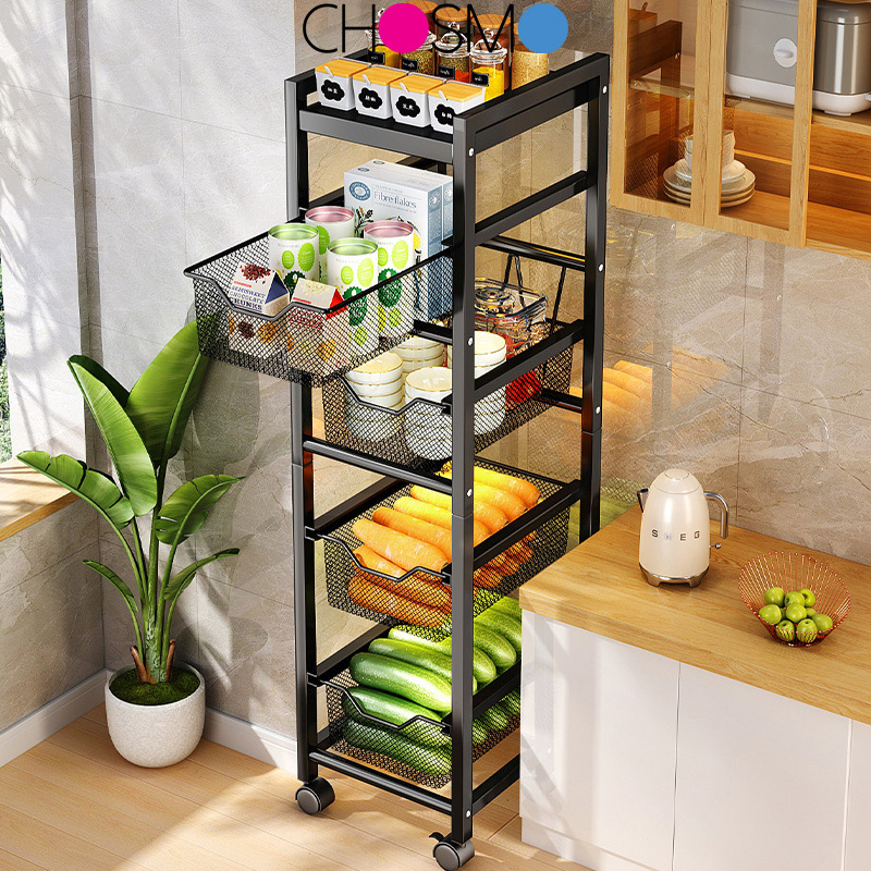Stainless Steel Kitchen Rack Narrow Space Trolley Storage Racks Office ...