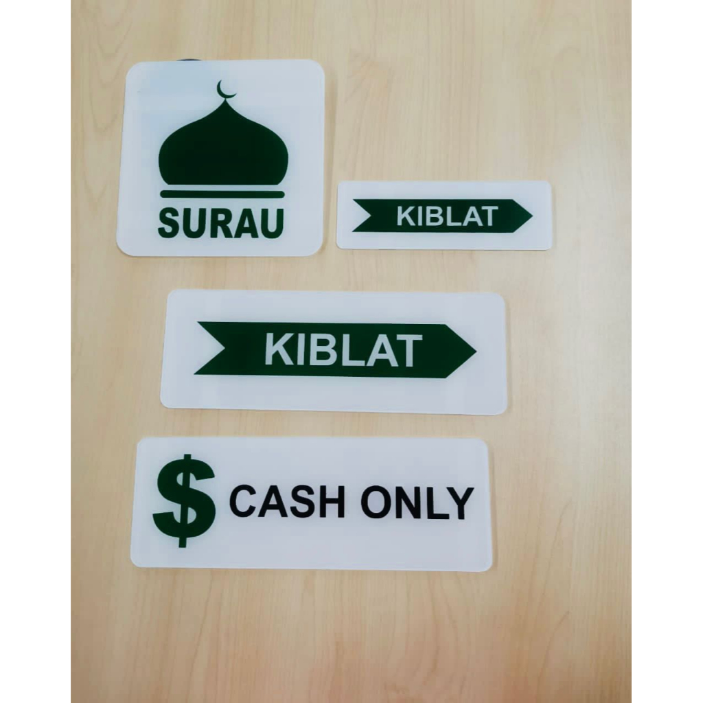 ACRYLIC SIGN BOARD - SURAU/ ACRYLIC SIGN BOARD - KIBLAT/ ACRYLIC SIGN ...