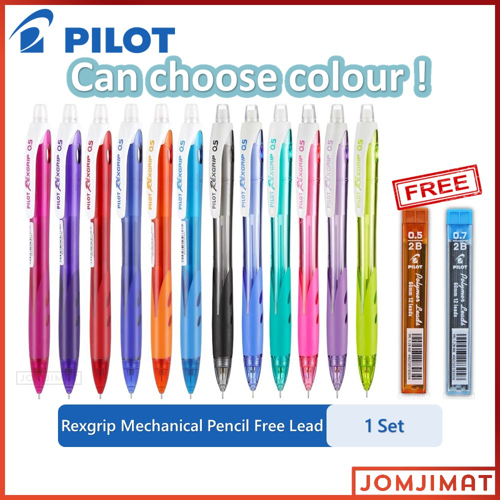 Pilot Rexgrip Mechanical Pencil Free Lead Value Pack 0.5mm/0.7mm ...