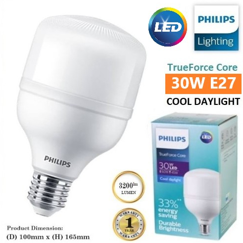 PHILIPS TrueForce Core LED Bulb 30W E27 865 Industrial LED High Bay Mentol LED, Cool Daylight ...