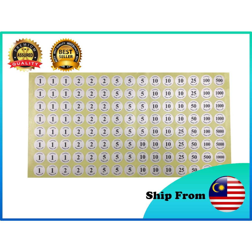 Value Sticker Amount Sticker For Poker Chips Casino Chips Token Game ...