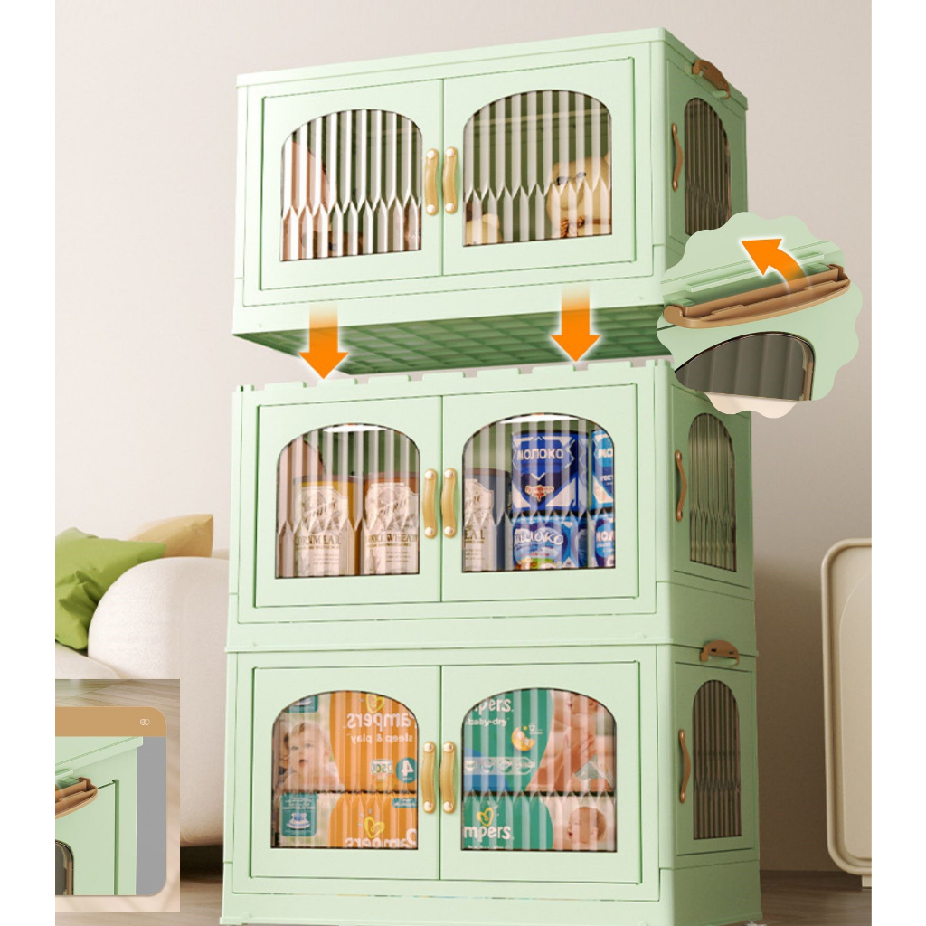 Folding Storage Cabinet Household Installation-Free Living Room Toy ...