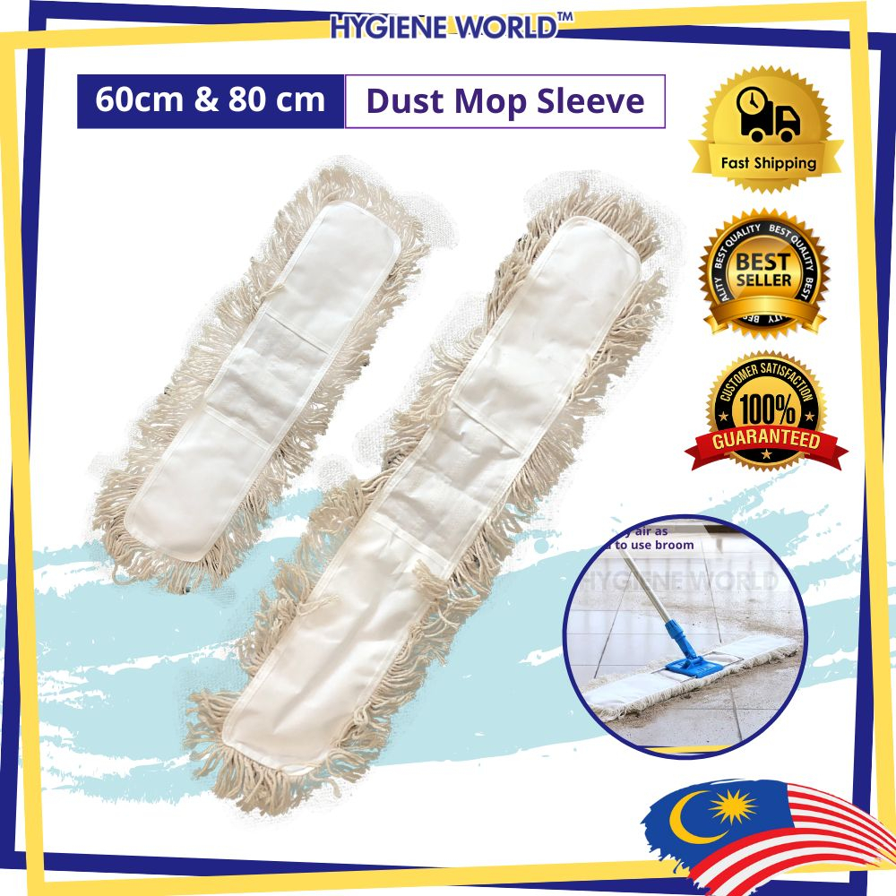 Dust Mop Sleeve 60cm 80cm / Cotton Dust Mop Refill / Flat Mop / Cleaning Floor Mop / Mop Lantai ...
