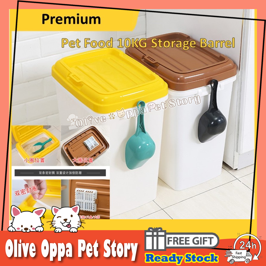 Premium Pet Food 15KG Storage Barrel With Big Spoon Organizer Box Cat ...