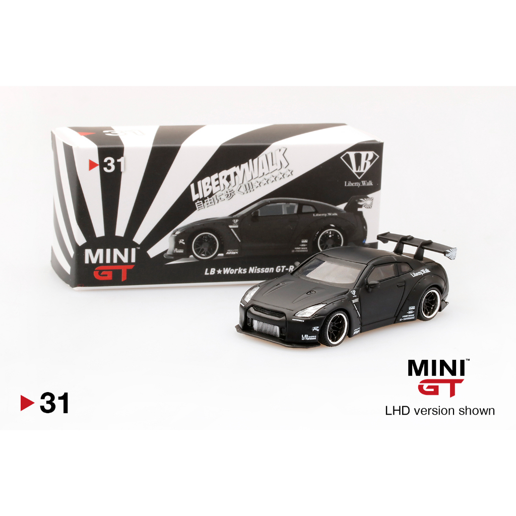 Mini GT MGT 31 Nissan GT-R Matt Black TSM Model Liberty Walk LB WORKS ...