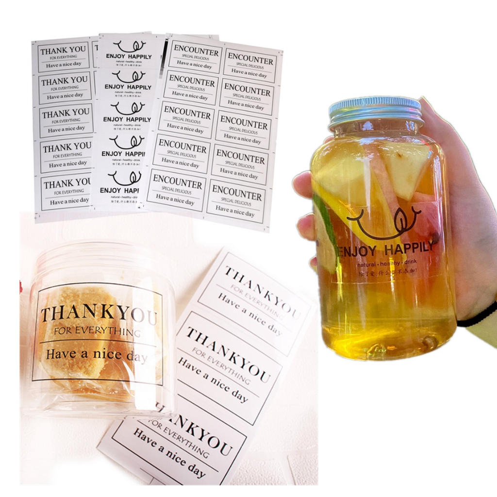 Bakery Shop Milk Tea Cup Door Thank You Transparent Labelling Sealing ...