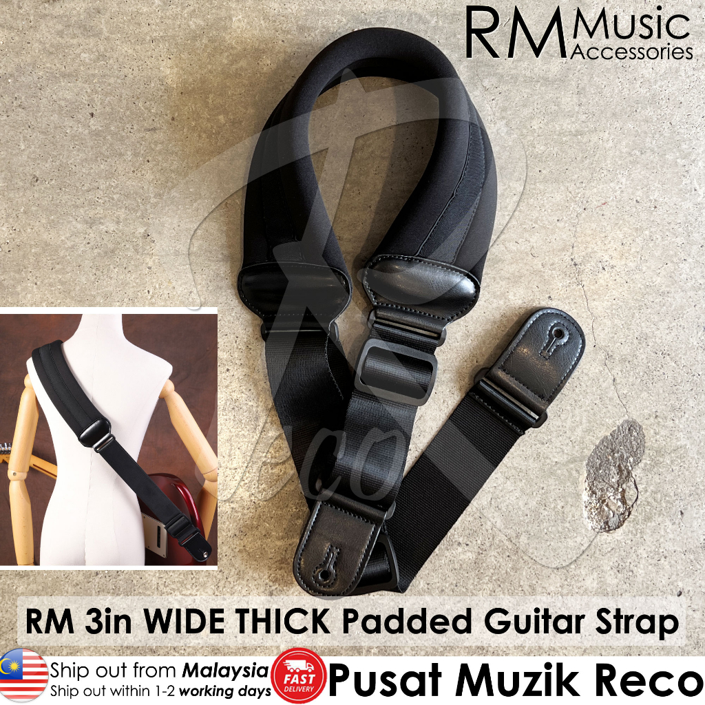 RM 3in EXTRA WIDE THICK PADDED Acoustic Electric Bass Guitar Strap Soft ...