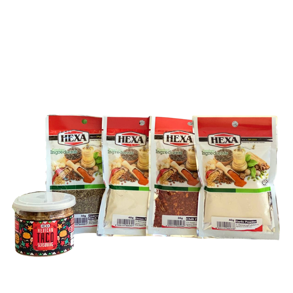 HEXA HALAL Mexican Taco Seasoning Bottle 90g Garlic Powder Onion Powder ...