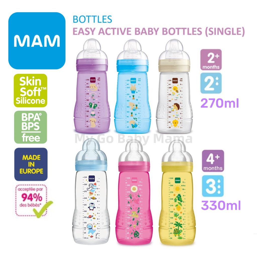 MAM Easy Active Baby Feeding Bottle (270ml / 330ml) Baby Bottle (Single Pack with Box) | Shopee ...