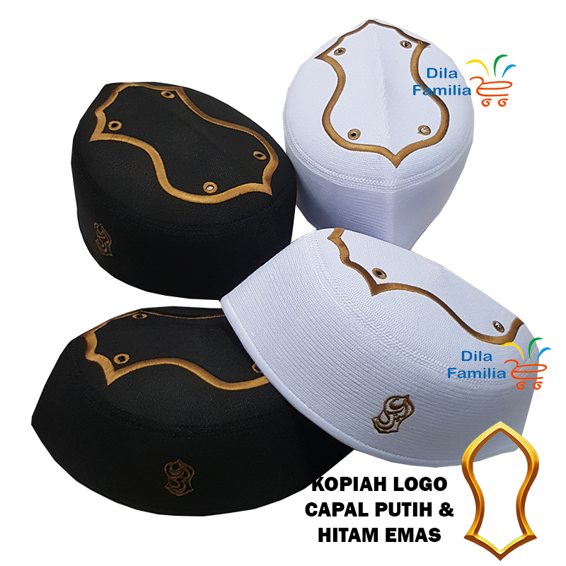 HITAM PUTIH Haji Hat Logo Capal Nabi White Black Gold Gold Thick Type ...
