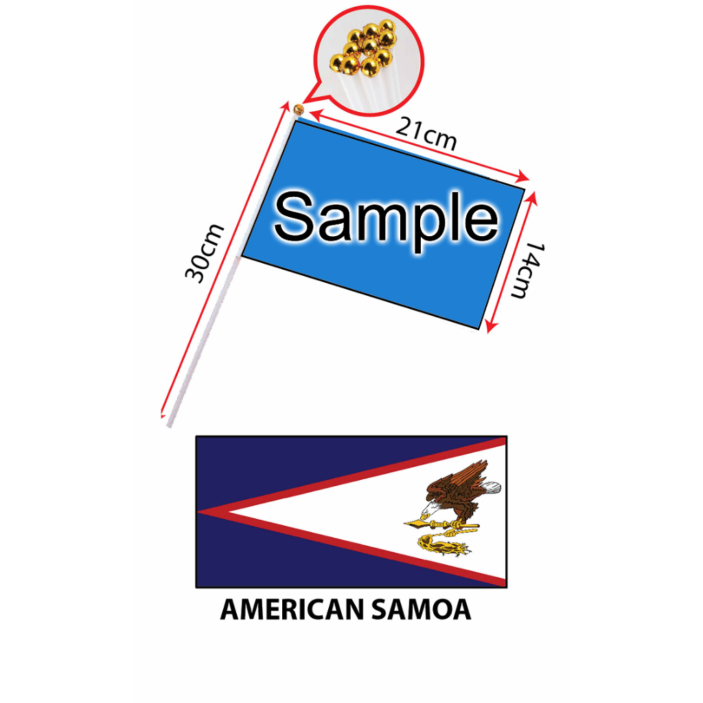 Samoa Hand Flag With Stick (14x21cm)/ Bendera Tangan Dunia Samoa ...