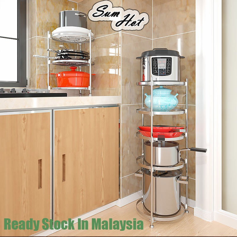 Kitchen Rack Pot Rack Stainless Steel Kitchen Storage Rack Pan Rak ...