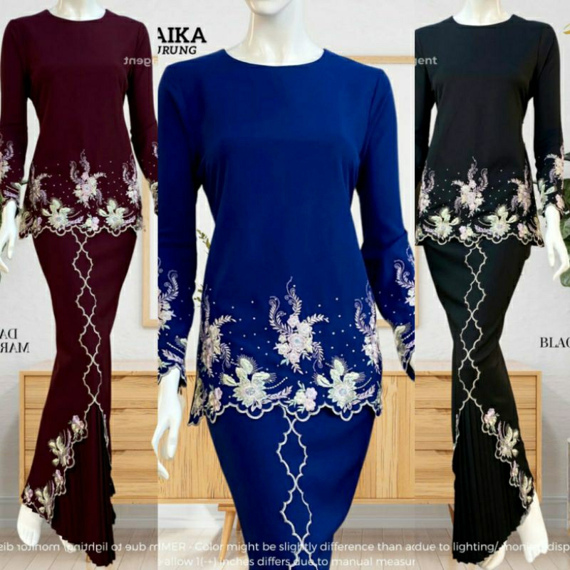 Baju Kurung Kedah Sulam Modern Zulaika Baju raya 2023 Kurung Sulam ...