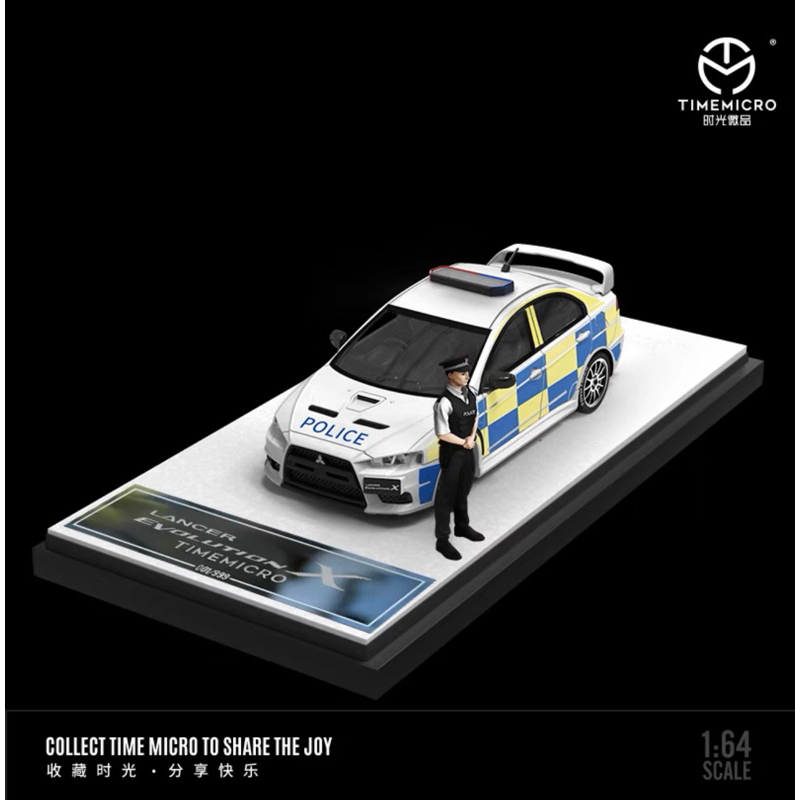 Time Micro 1/64 Mitsubishi Lancer Evolution X - Police White W/ Figure ...