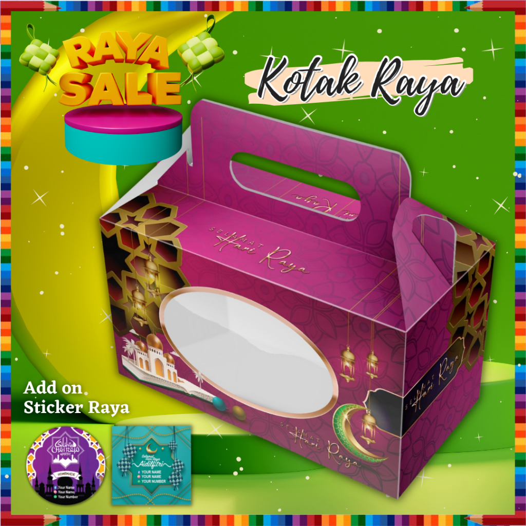 2023 RAYA Kotak Kuih Hari Raya Hari Raya Hadiah Box with Handle Raya ...