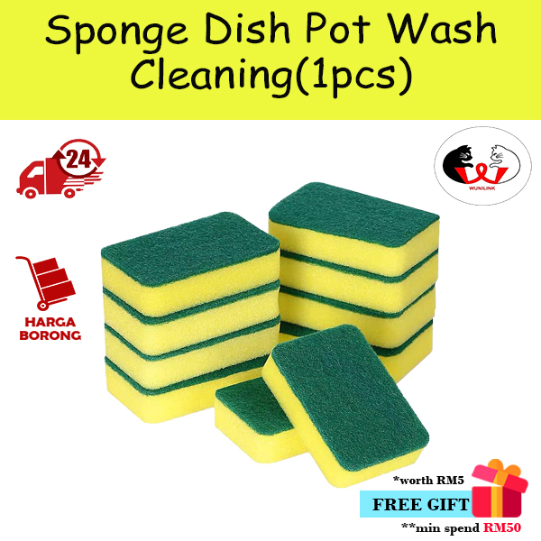 1PCS Sponge Dish Pot Wash Cleaning Span Basuh Cuci Pinggan Mangkuk ...