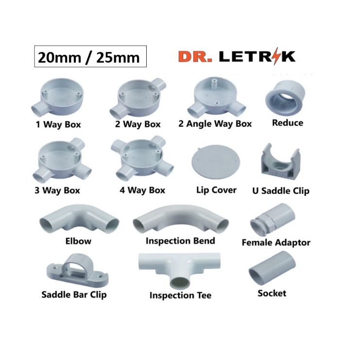 PVC Conduit 1Way / 2Way / 3Way / 4Way Inspection Box / Tee Box / saddle ...