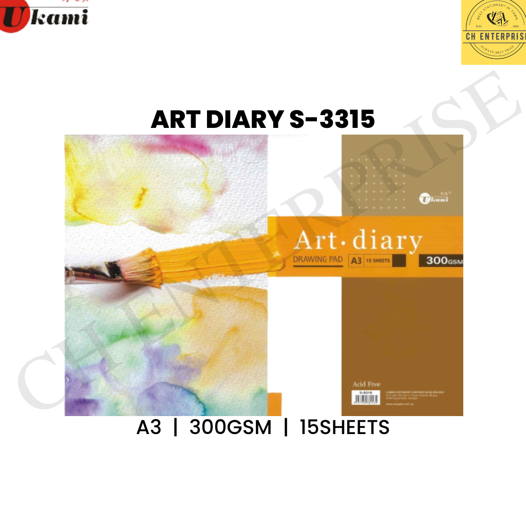 CHE UKAMI Art Diary Ukami Drawing Block A3 / A4 300GSM 15 SHEET ...