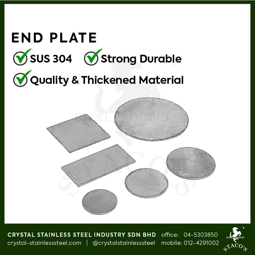 STACOS Stainless Steel 304 End Plate Metal Round Square Plate Pipe ...