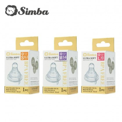 Simba Standard Neck Teats - L round hole / L cross ( 6m+ ) | Shopee ...