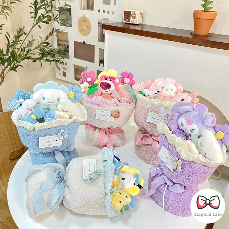 Korean Bouquet Cute Melody Kuromi Lotso Hello Kitty Donnald Duck ...