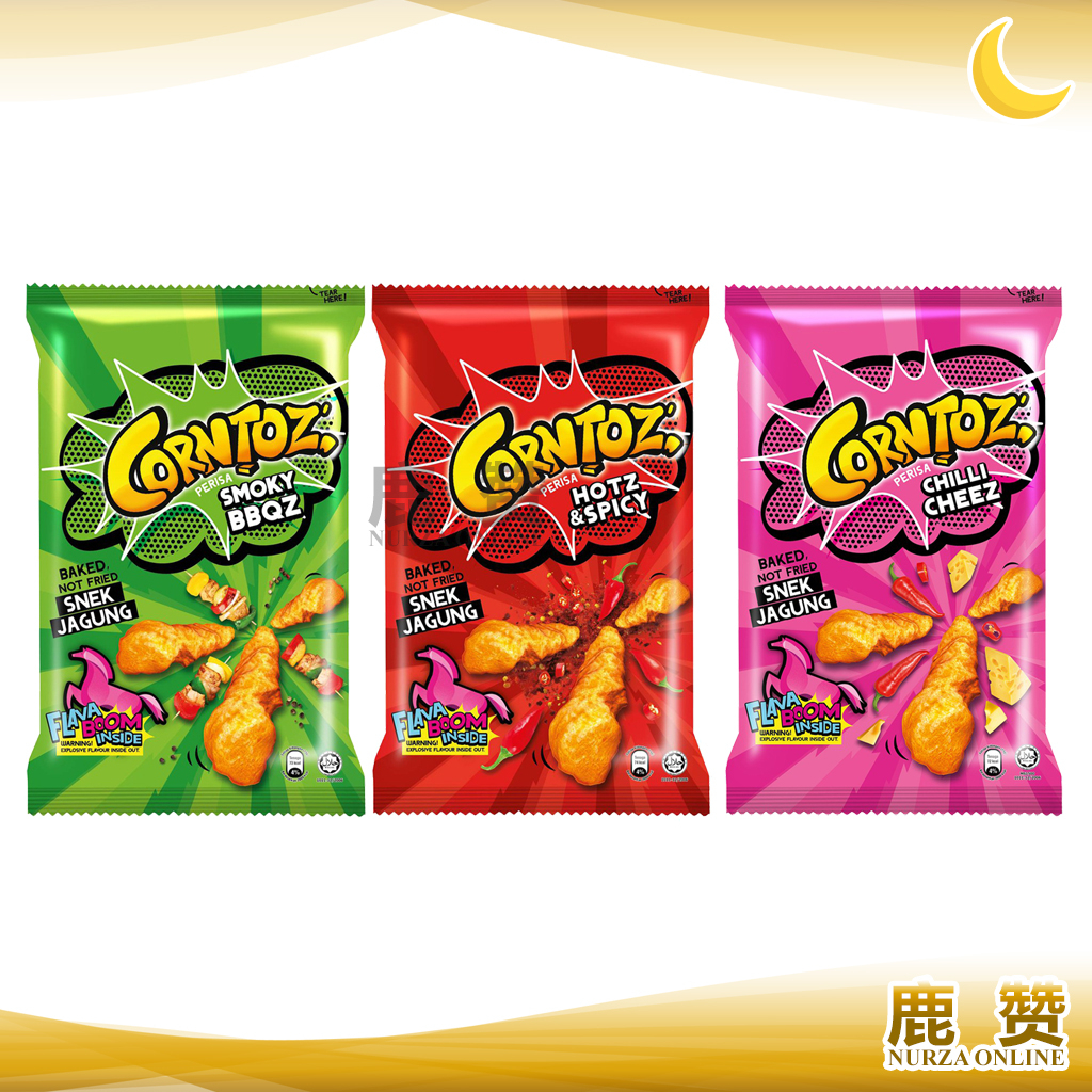 Mamee Corntoz Smoky BBQZ/ Chilli Cheez/ Hotz & Spicy Snacks 100g ...