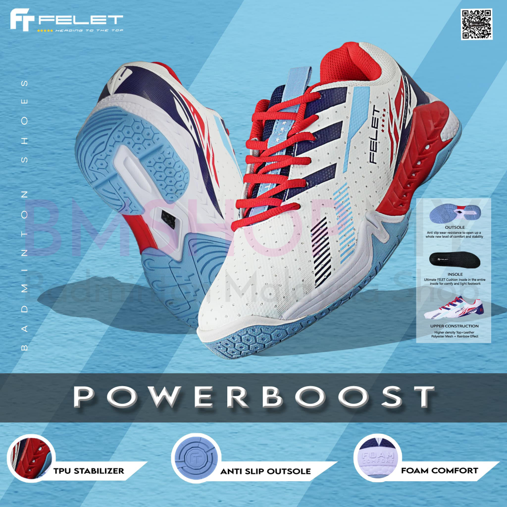 FELET Badminton Shoes Power Boost Series (6 COLORS) | Shopee Philippines