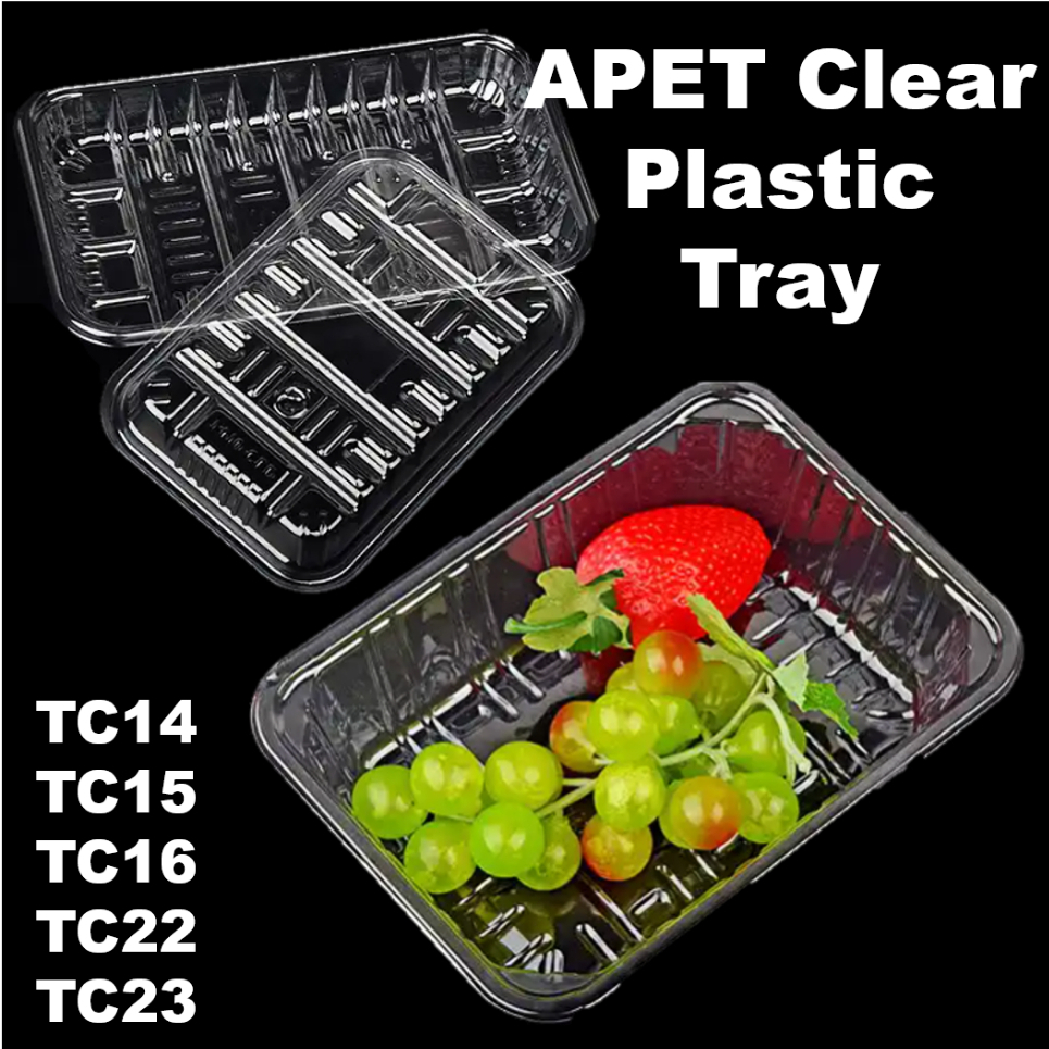 100pcs - Transparent Plastic Food Tray / Fruit, Seafood, Vegetable ...