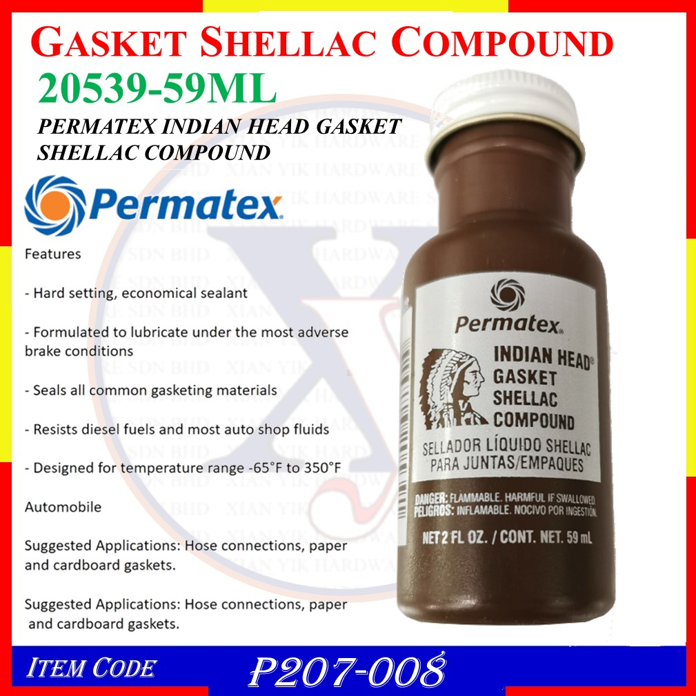 P207-008 PERMATEX INDIAN HEAD GASKET SHELLAC COMPOUND 20359 - 59ML ...