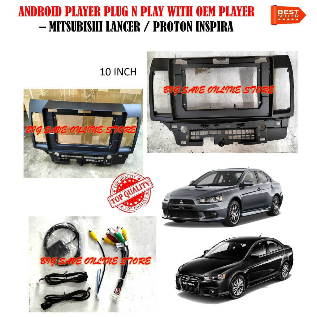 MITSUBISHI LANCER PROTON INSPIRA ANDROID PLAYER 10” INCH PLUG N PLAY ...